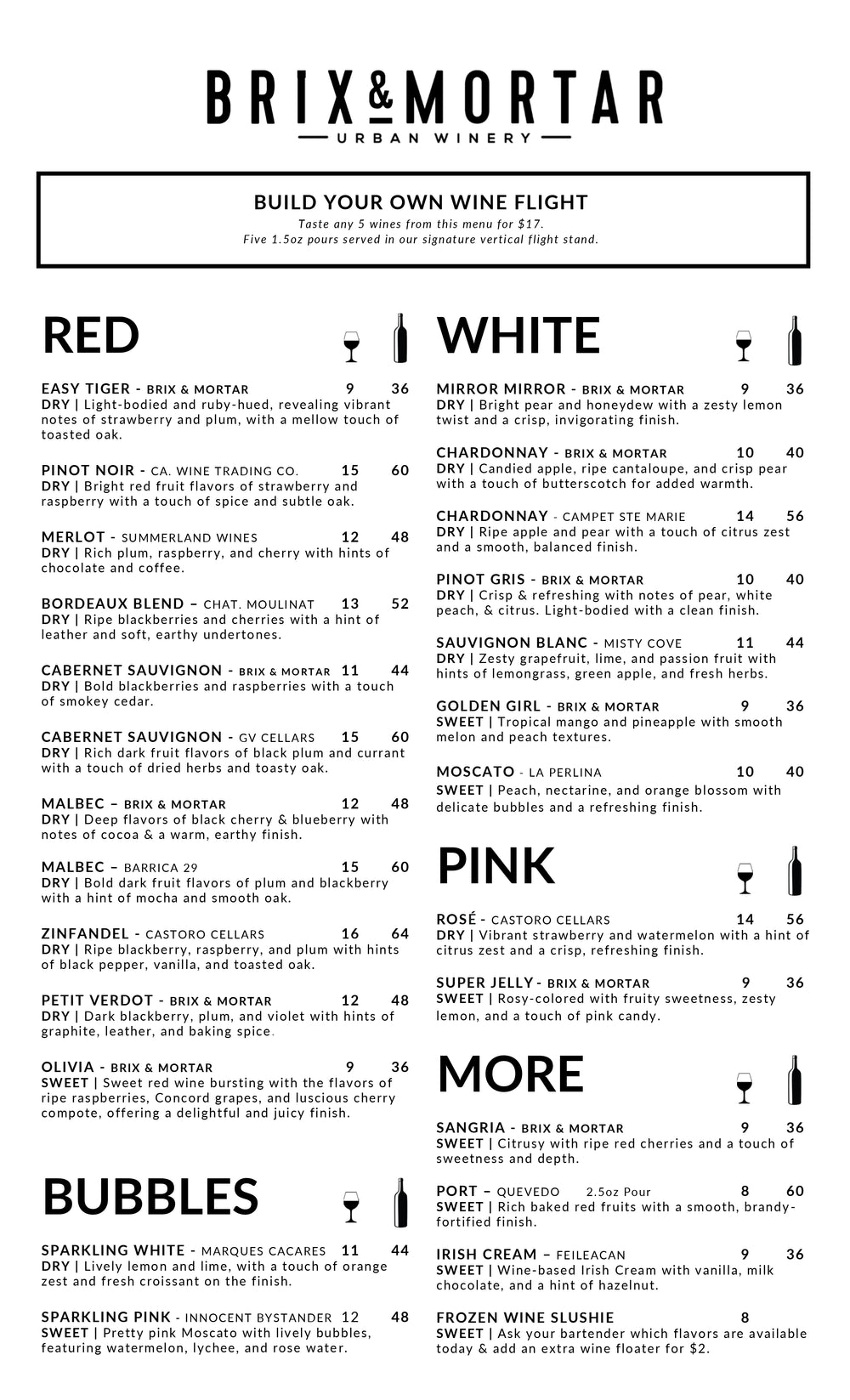 Menu – Brix & Mortar Urban Winery